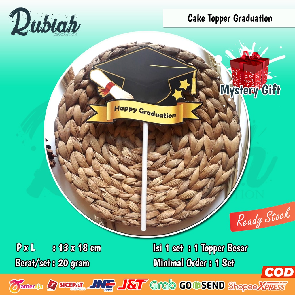 Jual Banner Topper cake Wisuda Hiasan Tusukan Kue Tart Graduation ...