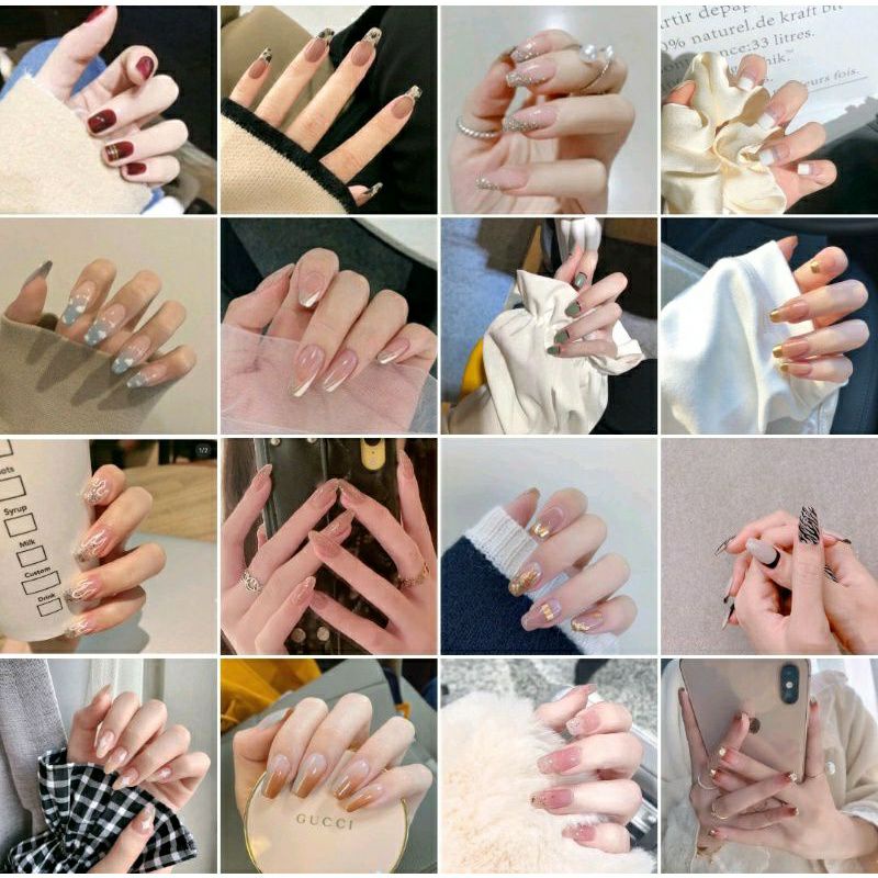 Jual Fake Nails Art Reusable Spot-On Manicure Kuku Palsu Wedding Nails ...