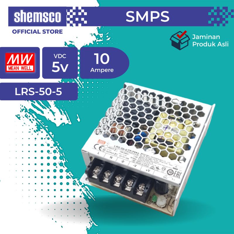 Jual 5v DC 10A SMPS Meanwell LRS-50-5 Switching Power Supply Mean Well PSU Power Suplai 5vdc ...
