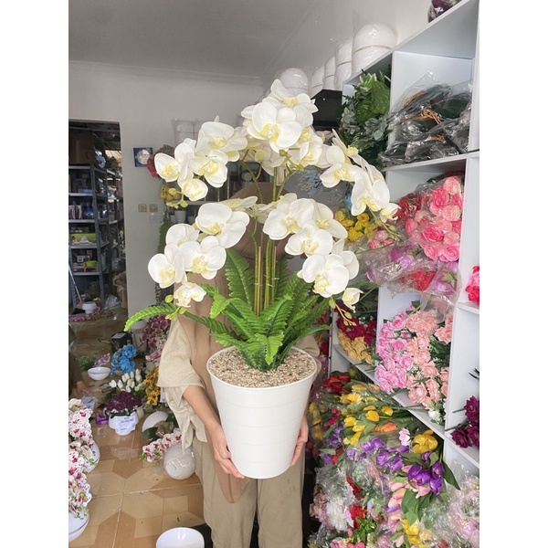 Jual ANGGREK VAS PUTIH JUMBO/ BUNGA ANGGREK LATEX /RANGKAIAN ANGGREK ...