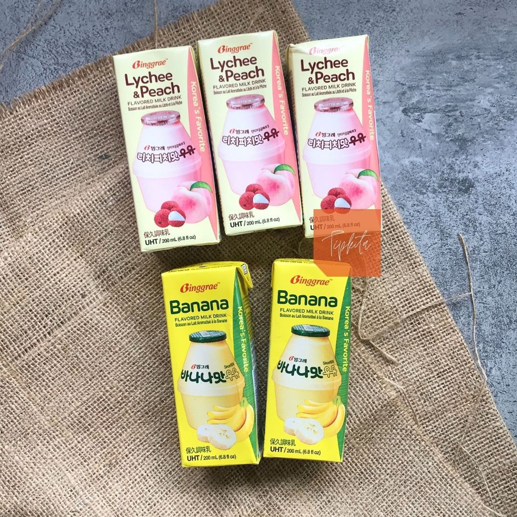 Jual Binggrae susu Korea rasa Banana milk / susu pisang / Lychee Peach ...