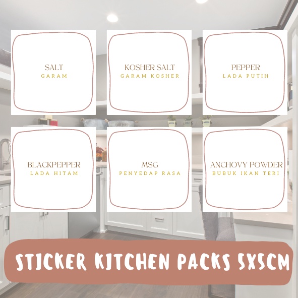 Jual STICKER LABEL DAPUR 5x5 CM - BUMBU DAPUR - TOPLES BOTOL PLASTIK ...