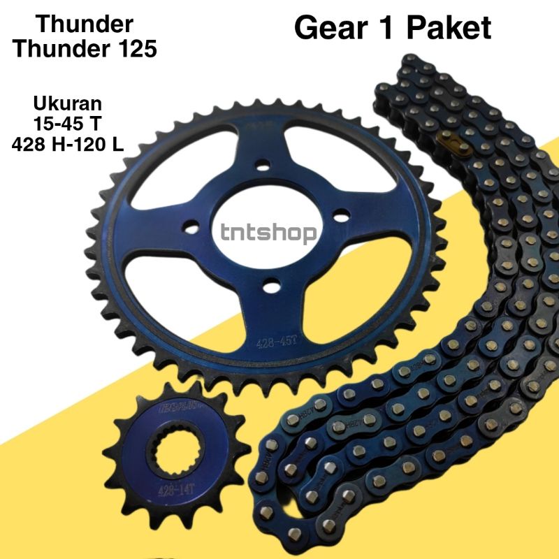 Jual Gear Gir set paket Thunder thunder 125 thunder baja sepuh warna biru Gigi tarik thunder ...