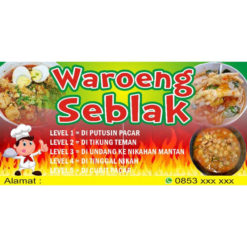 Jual Spanduk Warung Seblak 2m x 50cm _Desain, Nama & gambar bisa ...