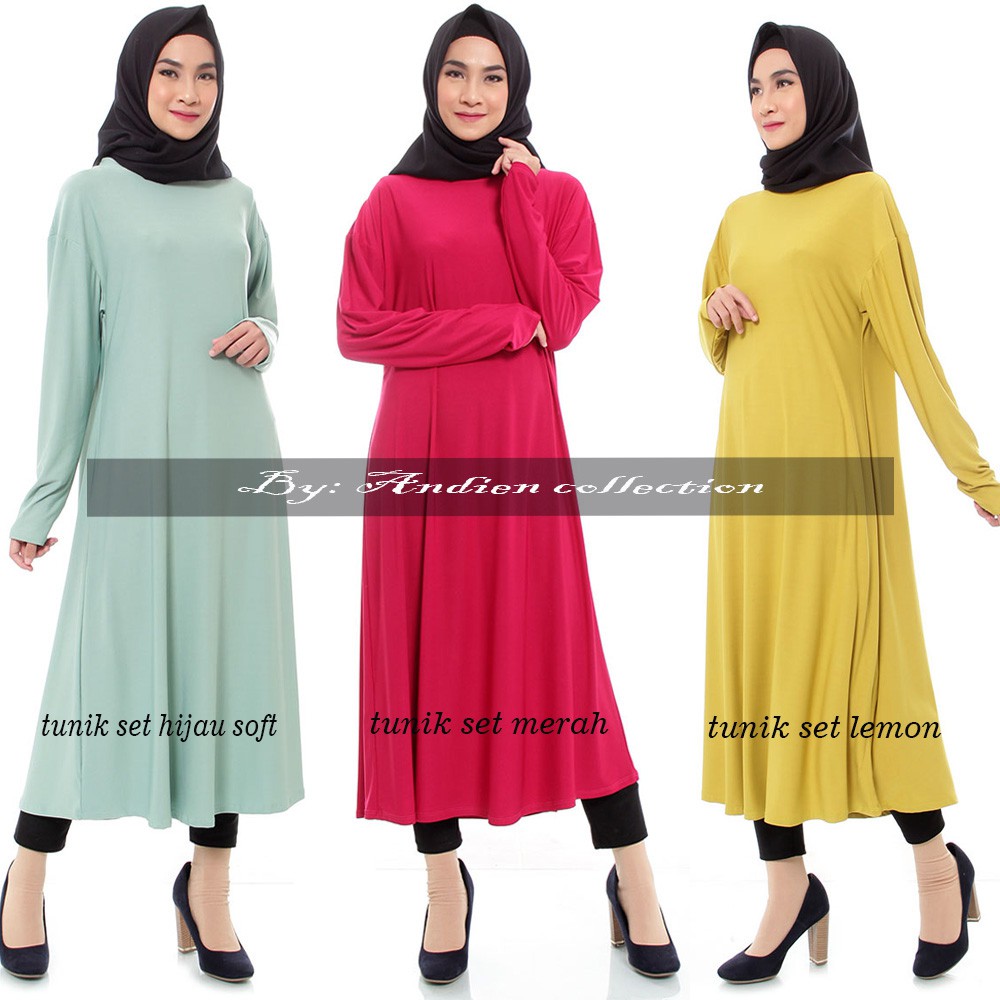 Jual TUNIK SATU SET 3 IN 1 (Tunik jersey+ laging + kerudung saudia ...