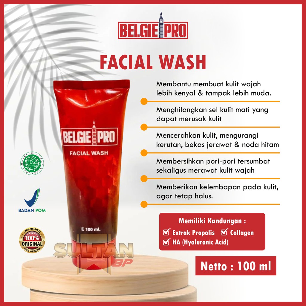 Jual Belgie Pro Facial Wash Sabun Pembersih Membantu Mengatasi Bekas ...