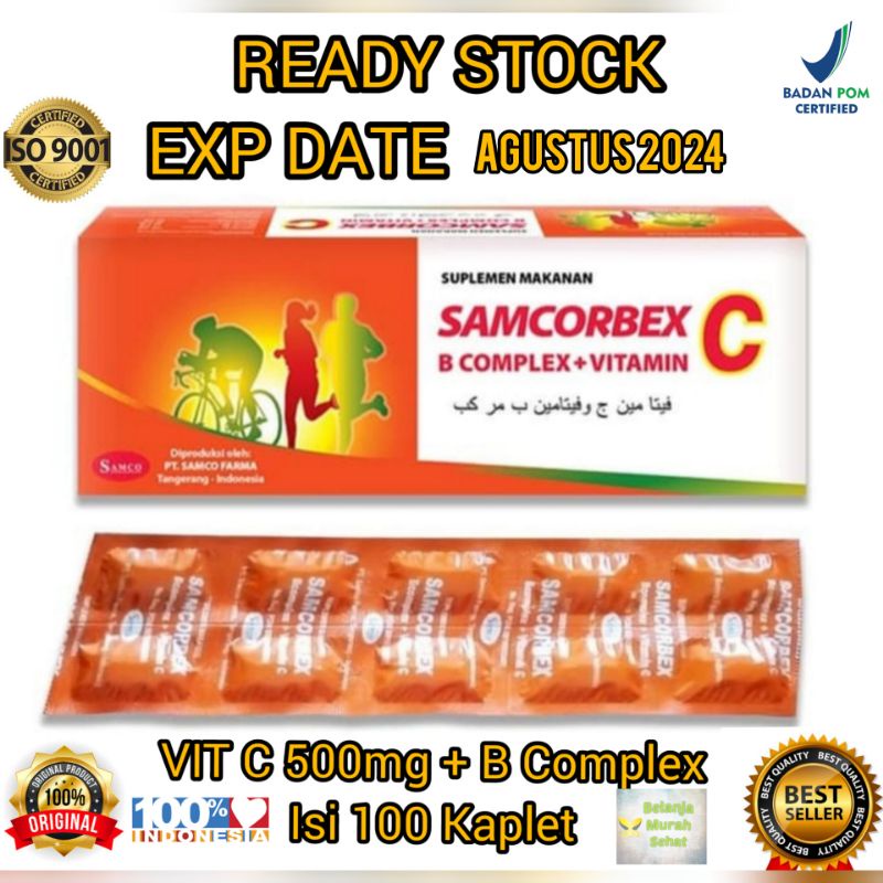 Jual SAMCORBEX Vitamin C 500mg + B Complex 1 Box isi 100 Kaplet Ori ...