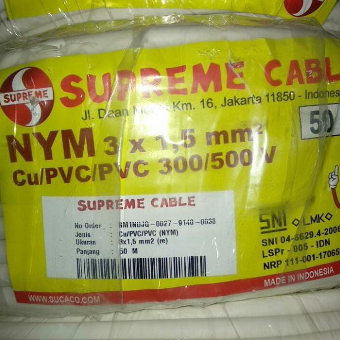 Jual Kabel Listrik Supreme Nym 3X1,5 3X1.5 @50 Meter (1 Rol = 50 Meter) Raida_Store1 | Shopee ...
