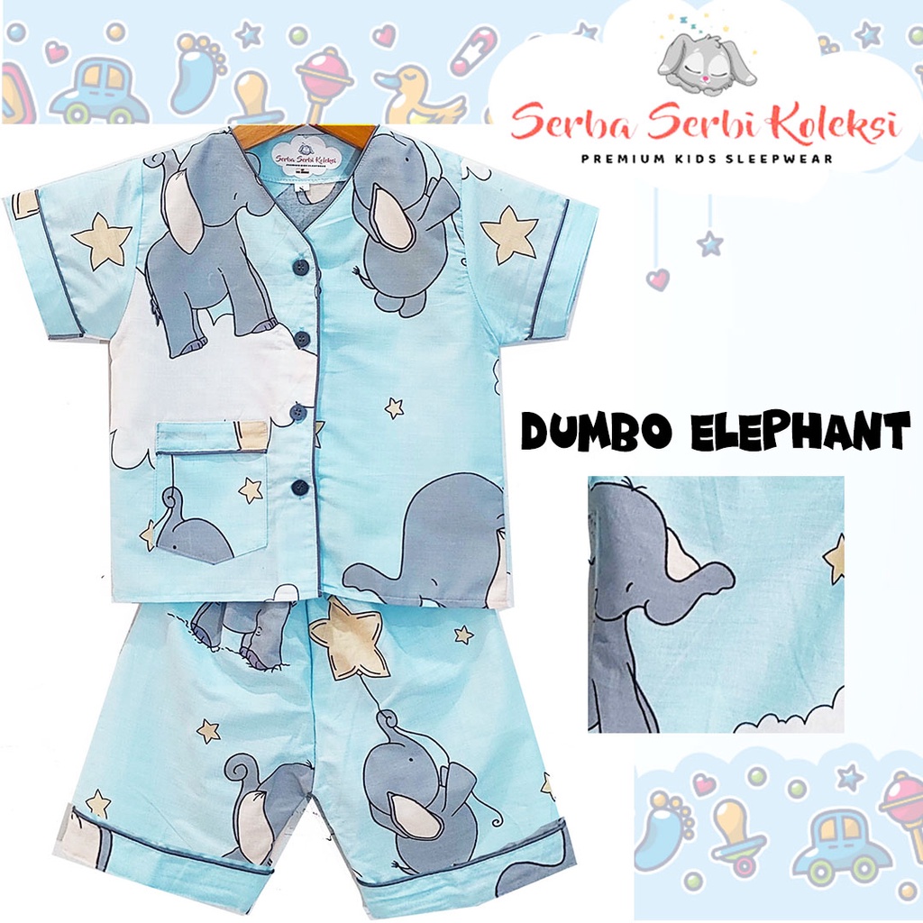 Jual PIYAMA ANAK CELANA PENDEK Dumbo Elephant Gajah KATUN PREMIUM ...