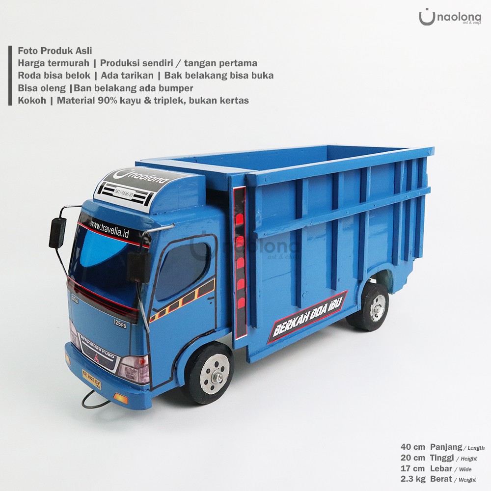 Jual Mainan Kayu Mobilan Anak Truk Jadul Miniatur Truck Canter Warna ...