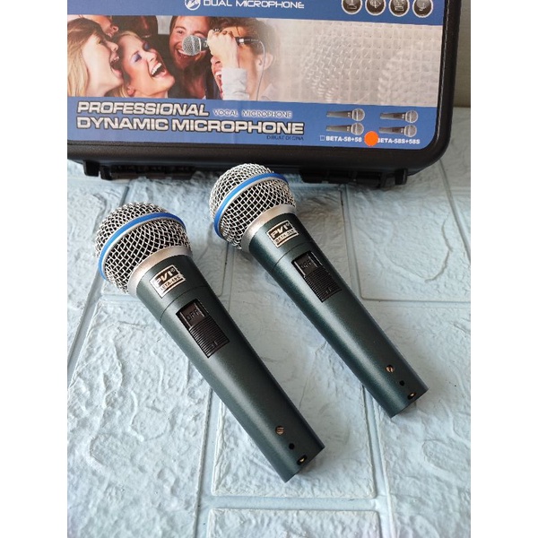 Jual Mic Dynamic PVI Beta58 Beta 58 S Koper isi 2 Mic Pakai Saklar ...