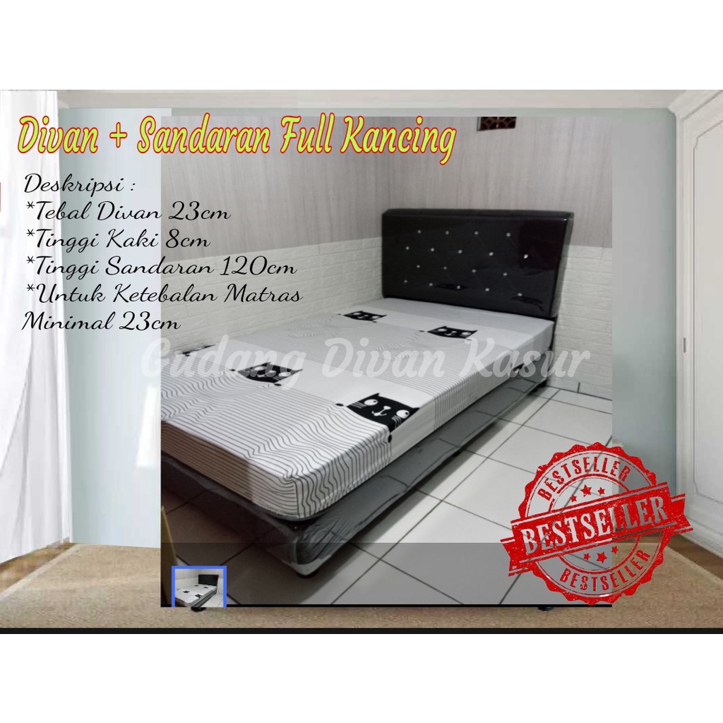 Jual Divan/Difan Kasur Sandaran Full Kancing Tanpa Kasur | Shopee Indonesia