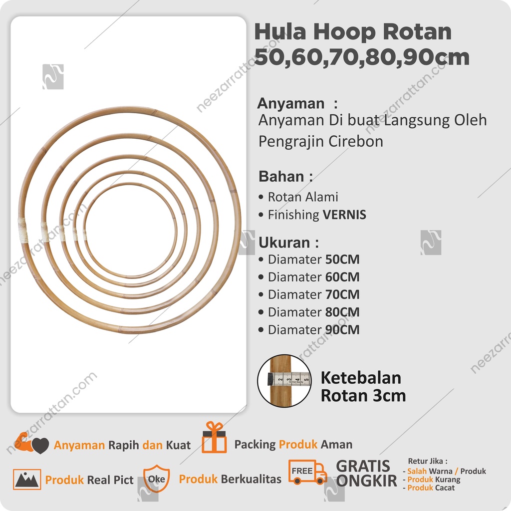 Jual Hula Hoop olahraga pinggang / hulahoop / hulahop / holahop Rotan 50, 60, 70, 80 dan 90 cm ...