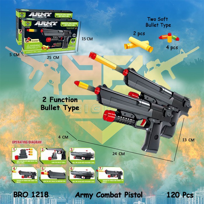 Jual Pistol Pistolan Peluru Busa Soft Bullet BRO1218 | Shopee Indonesia