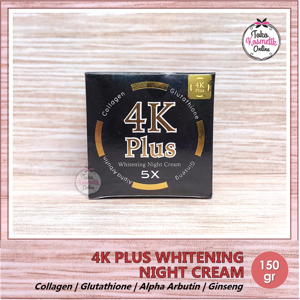 Jual 4K PLUS WHITENING NIGHT CREAM ORIGINAL HITAM ( COLLAGEN ...