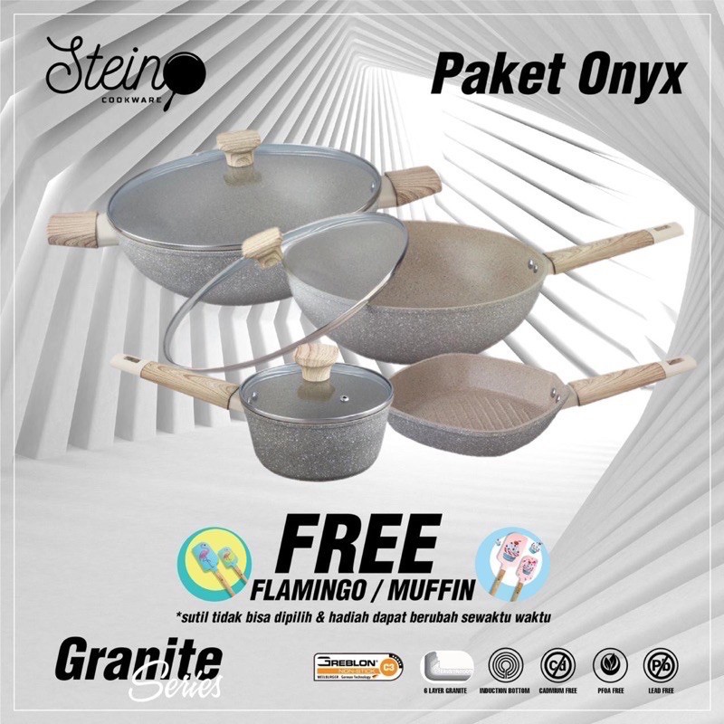 PAKET ONYX GRANITE SERIES WOK GERMAN GREBLON STEINCOOKWARE | Shopee ...