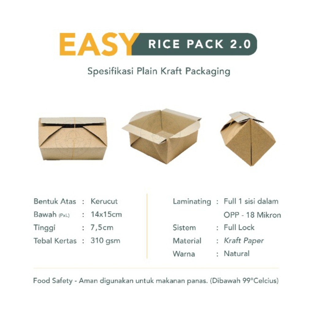 Jual Easy Rice Pack 2.0 Kraft Coklat / Easy Rice Pack Kerucut Coklat ...