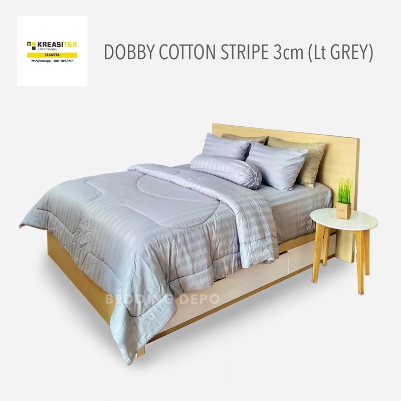 Jual Bahan Kain Sprei Hotel Dobby Stripe Horizontal 3cm Ash Grey ...