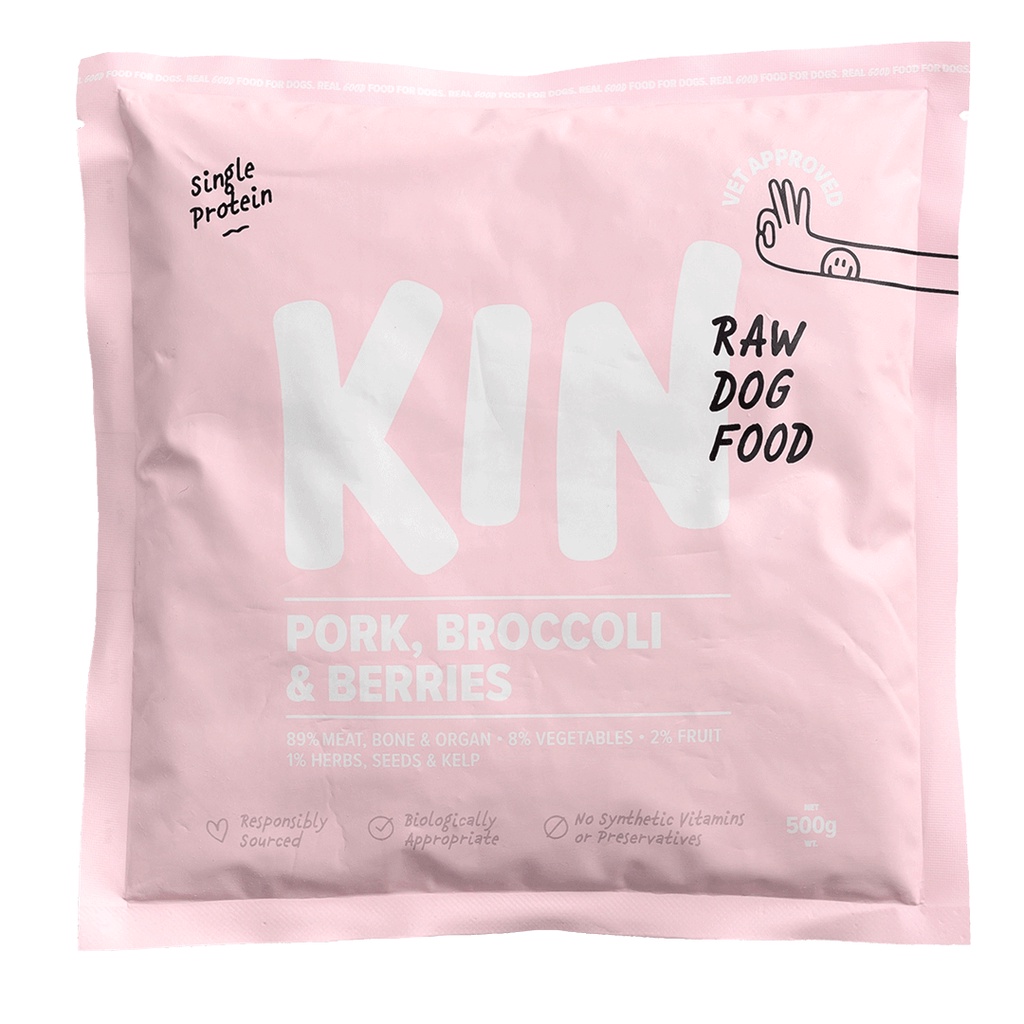 Jual KIN Dog Food - Pork Brocolli & Berries 500g | Shopee Indonesia
