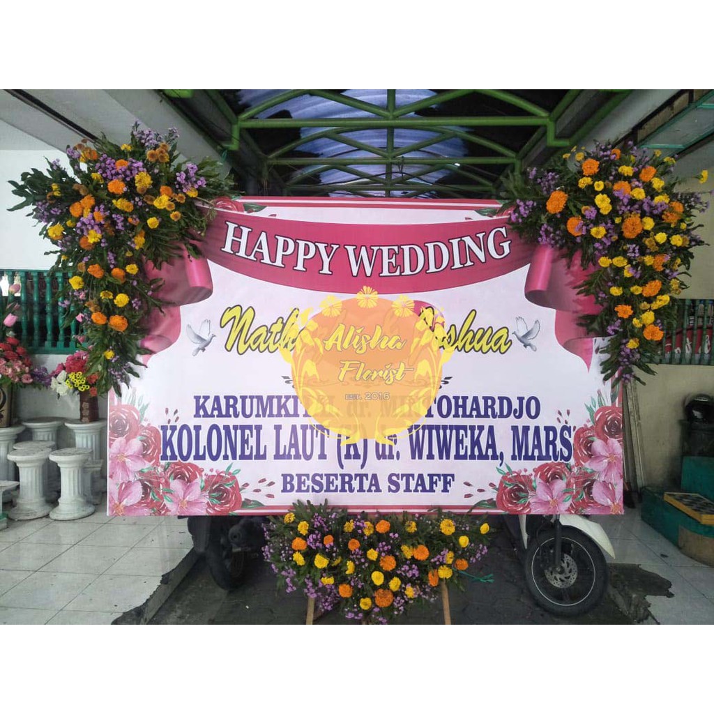Jual Karangan Bunga Papan Wedding Surabaya 2,25 X1,4 Print 3 titik ...