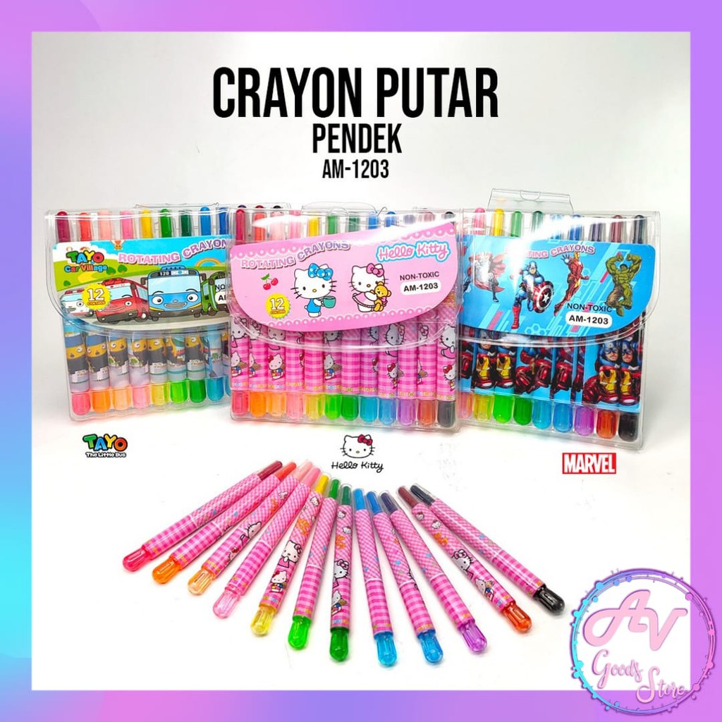 Jual Crayon / Crayon Putar PENDEK 12warna / Oil Pastel Putar / Rolling ...