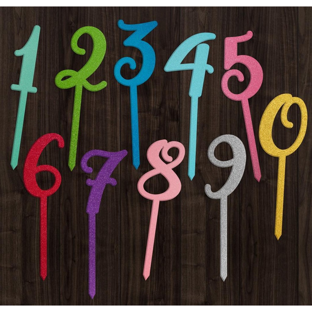 Jual Number Coloured Acrylic Cake Topper/angka ulang tahun | Shopee ...
