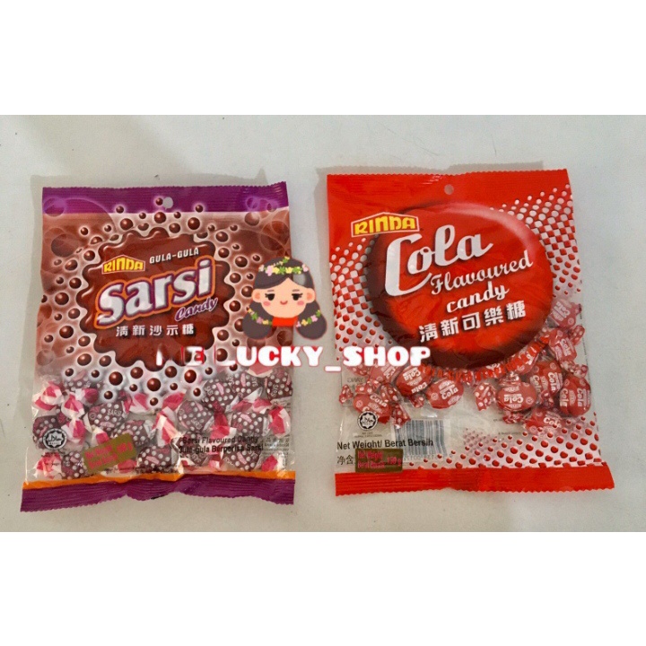 Jual Permen Gula Rinda Coca Cola Dan Sarsi 150gram Flavoured Candy ...
