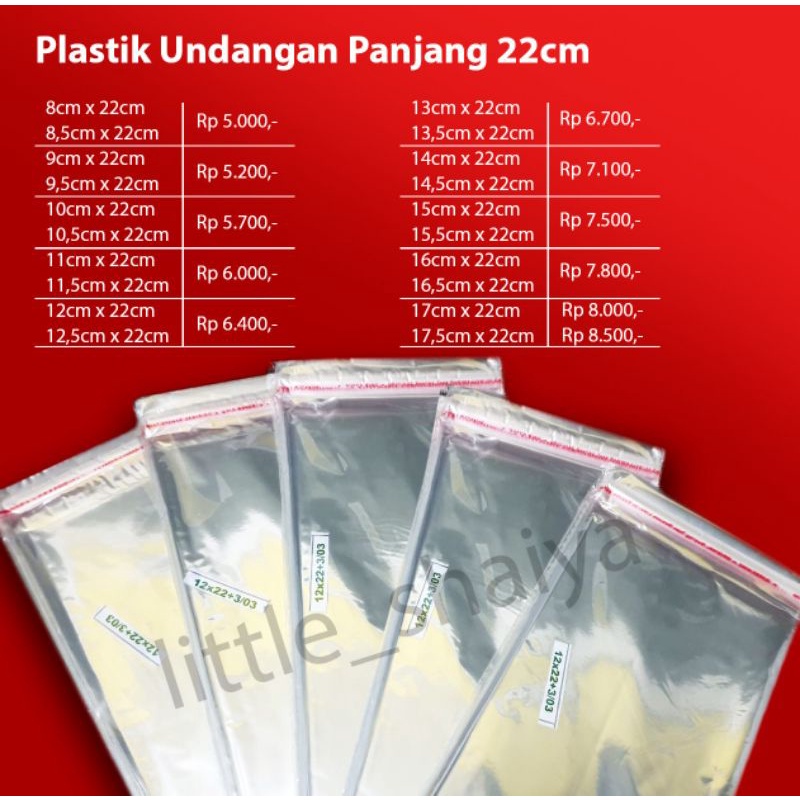 Jual Plastik Undangan Plastik OPP Plastik Baju Plastik Seal Plastik Kue Murah Ukuran 8x22 s/d 17 ...