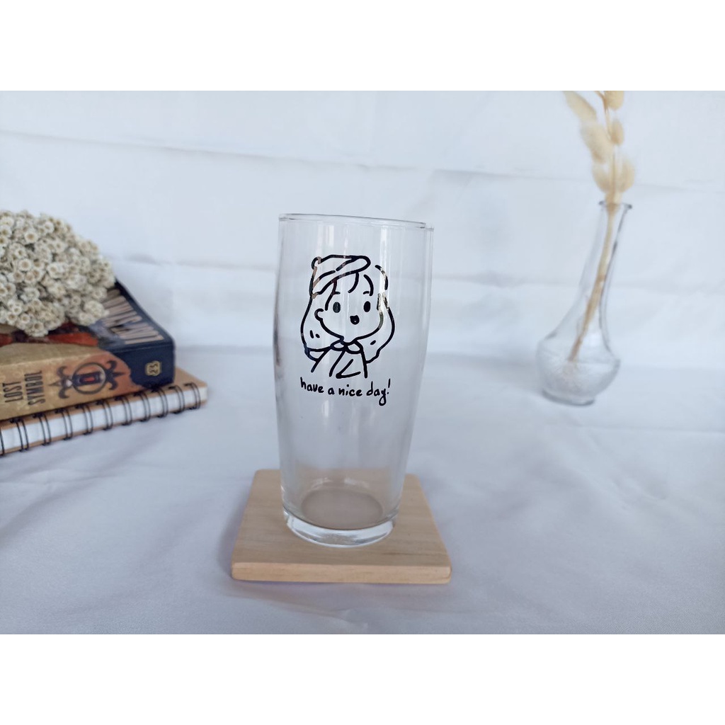 Jual BUNDLING GELAS + TATAKAN// GELAS KACA ESTETIK// GELAS KARAKTER ...