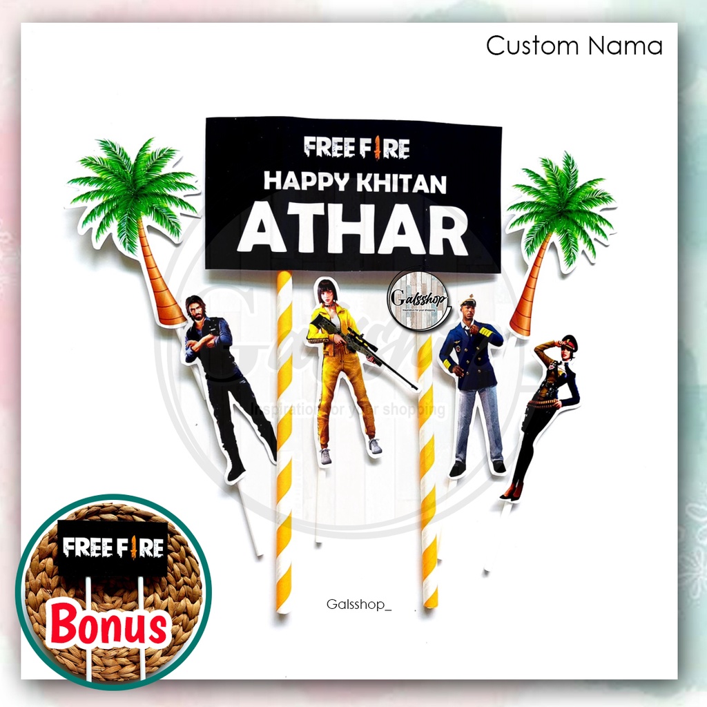 Jual Custom Nama/ Foto / Toppercake Plus Free Fire / Hiasan Kue / Cake ...