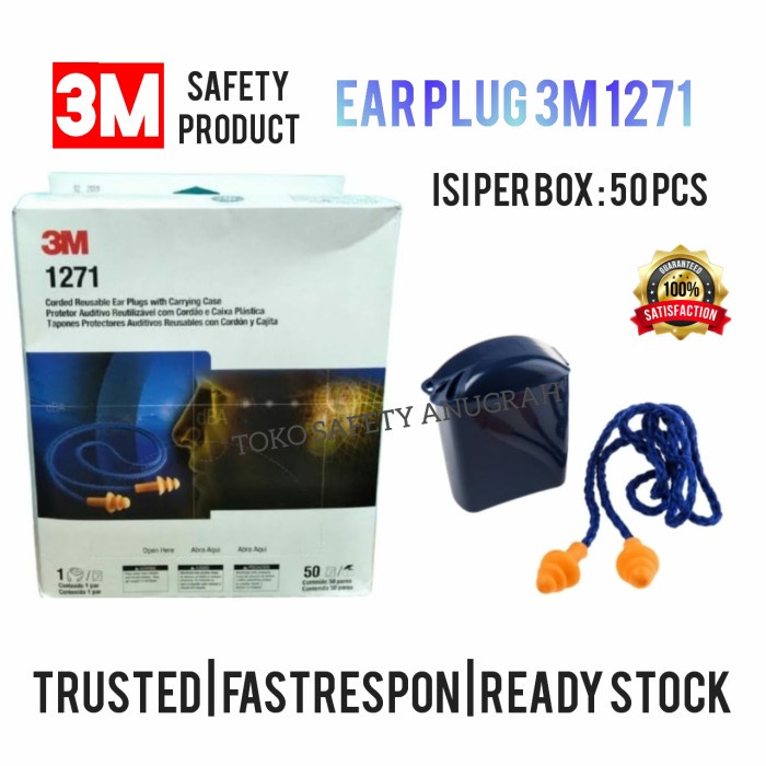 Jual Ear Plug 3M 1271 / Penutup Telinga 3M 1271 (1box isi 50pcs ...