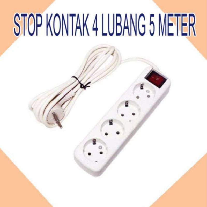 Jual colokan listrik 4 lubang + kabel 5 meter/stop kontak kabel tembaga ...
