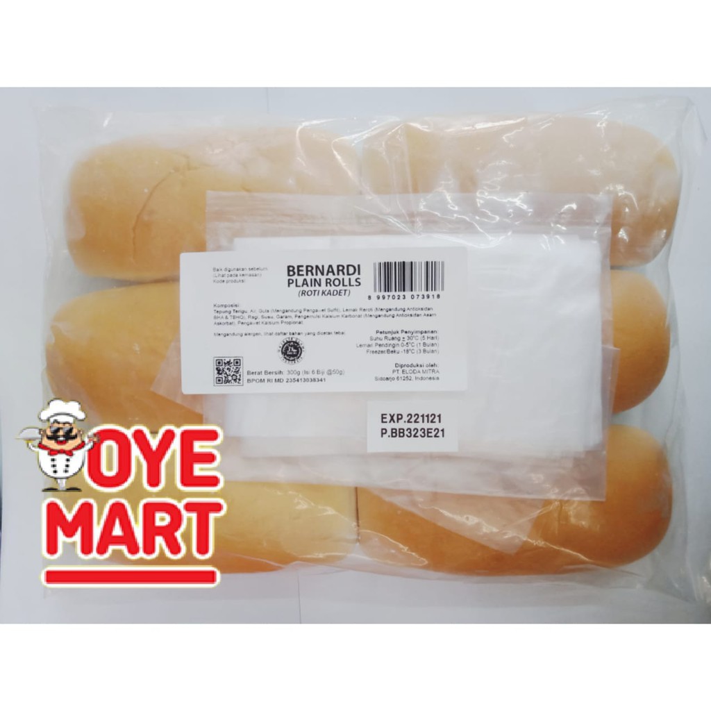 BERNARDI ROTI HOT DOG PLAIN ROLL ISI 6 PCS 300GR / ROTI KADET | Shopee ...