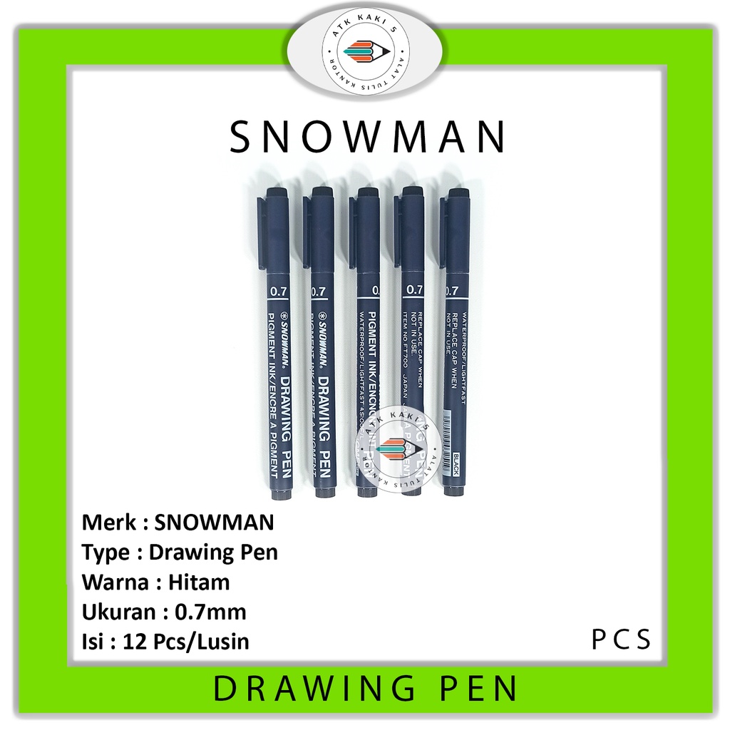 Jual SNOWMAN - Drawing Pen Snowman 700 Hitam 0.7 - Pcs | Shopee Indonesia