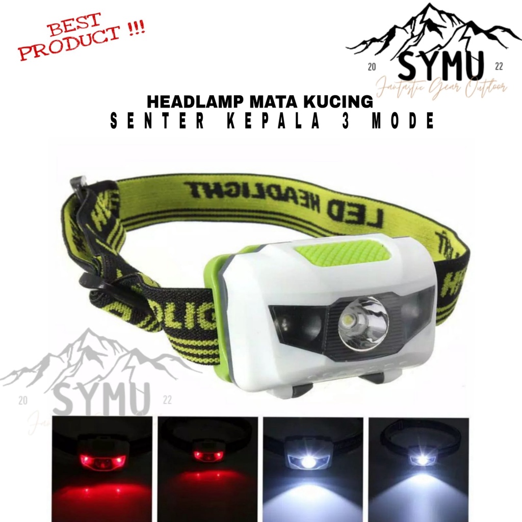 Jual Senter Kepala Headlamp Mata Kucing 3 Mode SOS Lampu Led Nyala Super Terang Tahan Lama ...