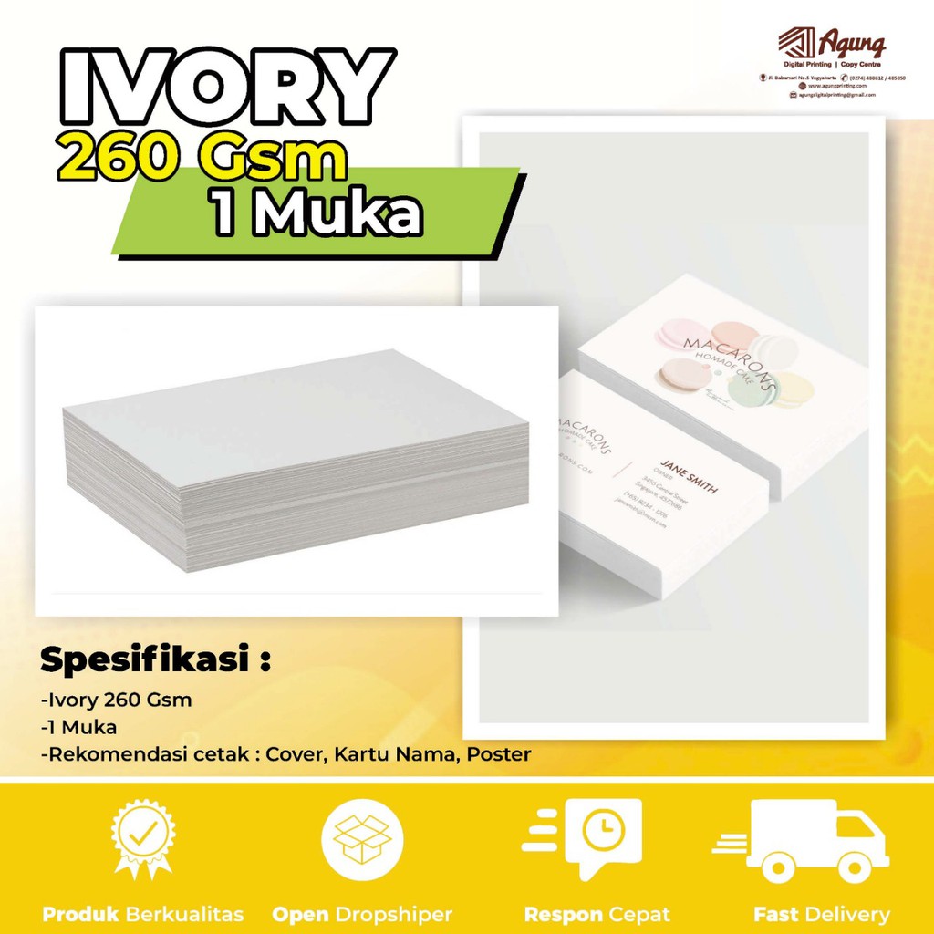 Jual IVORY 260GRAM ATAU ART CARTON 260 GRAM CETAK 1 MUKA DESAIN BEBAS ...
