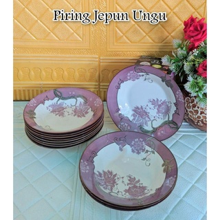 Jual Piring Makan Keramik White Line Motif Jepun Bunga / Piring Makan ...