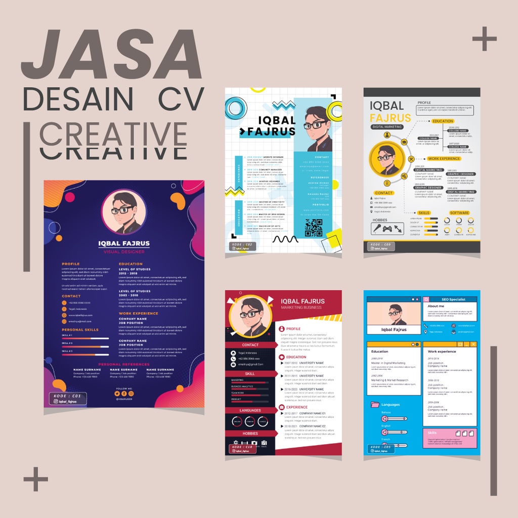 Jual Jasa Desain CV "CREATIVE" | Curriculum Vitae | Resume | Daftar ...