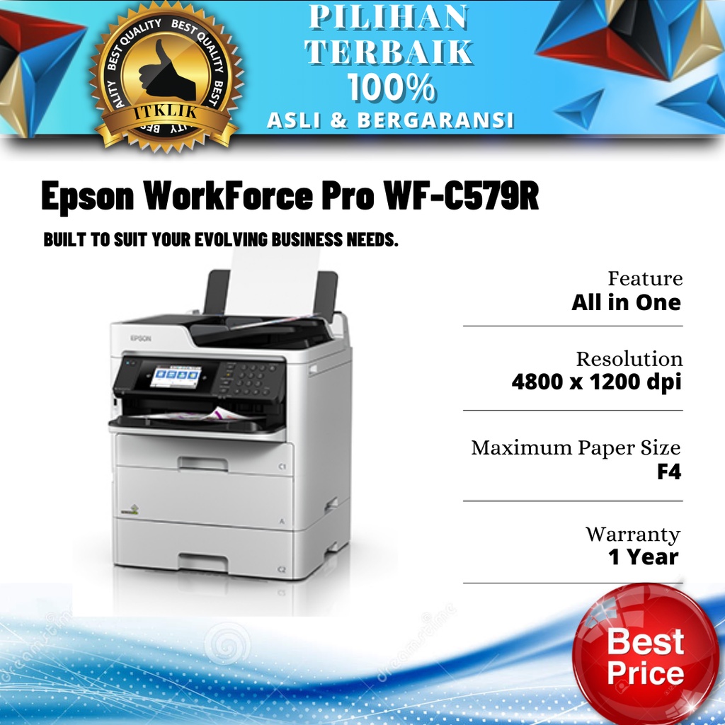 Jual Epson WorkForce Pro WF-C579R Duplex All-in-One Inkjet Printer | Shopee Indonesia