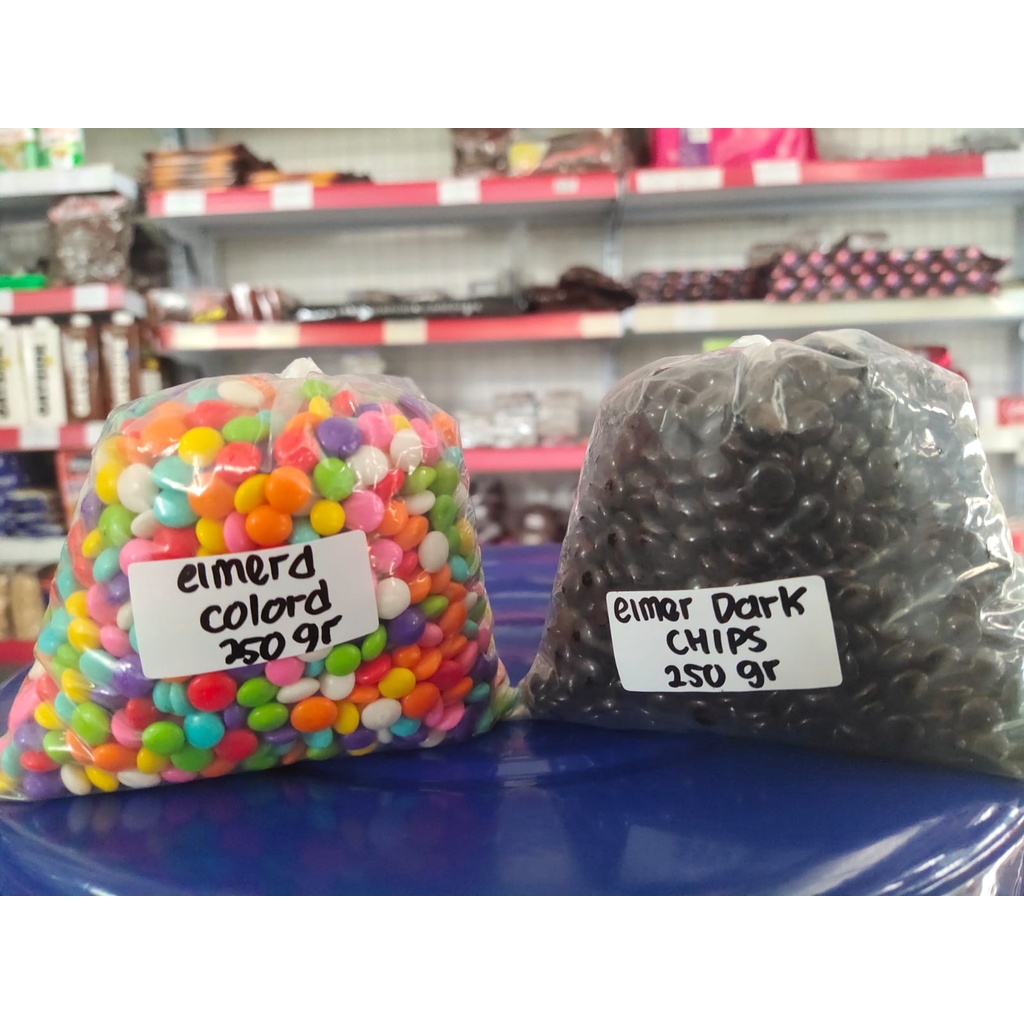 Jual ELMER CHOCO CHIP COKELAT / CHOCO CHIP WARNA WARNI - KEMASAN 250 ...