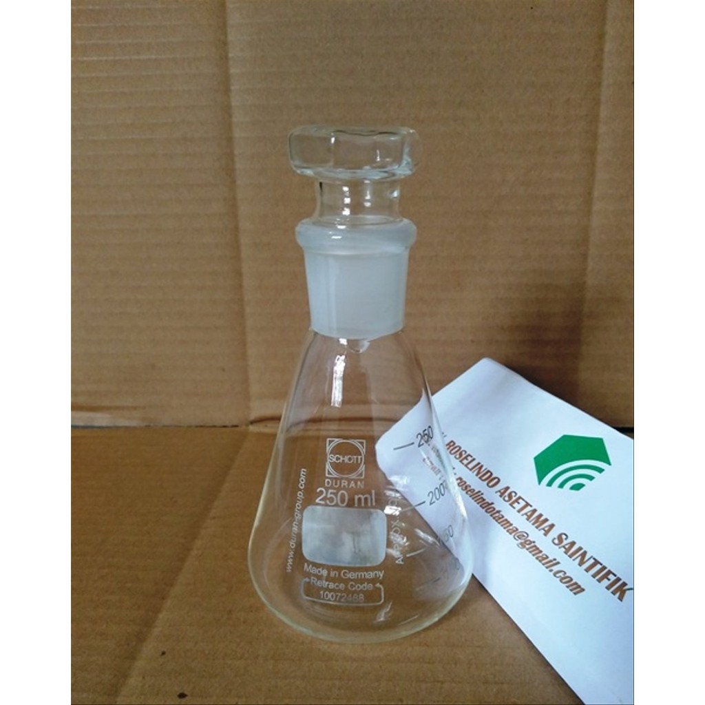 Jual Erlenmeyer tutup asah cap 250 ml NS 29-32 Erlenmeyer stopper DURAN Indonesia|Shopee Indonesia