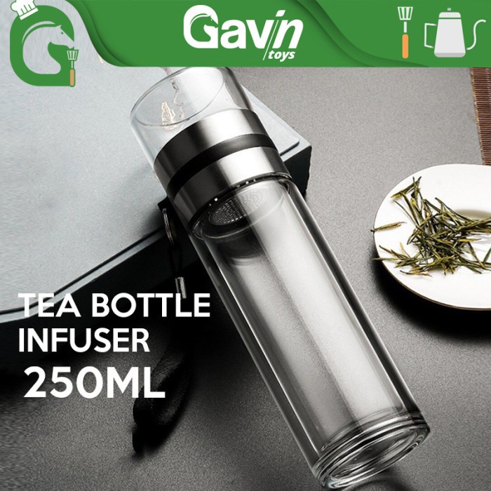 Jual Tea Bottle Infuser 250ml Botol Teh Saringan Double Wall Stainless ...