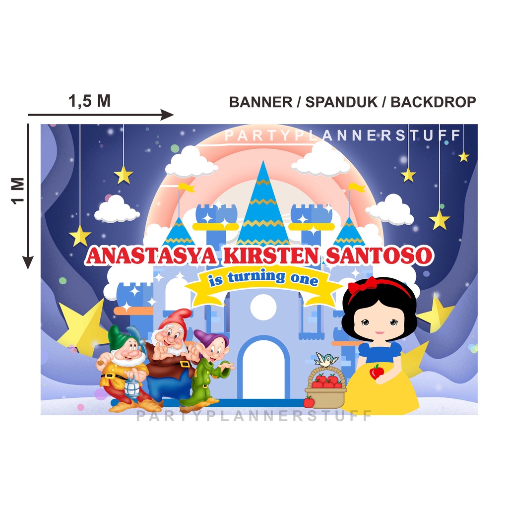 Jual Banner spanduk backdrop dekor ulang tahun tema snow white princess ...
