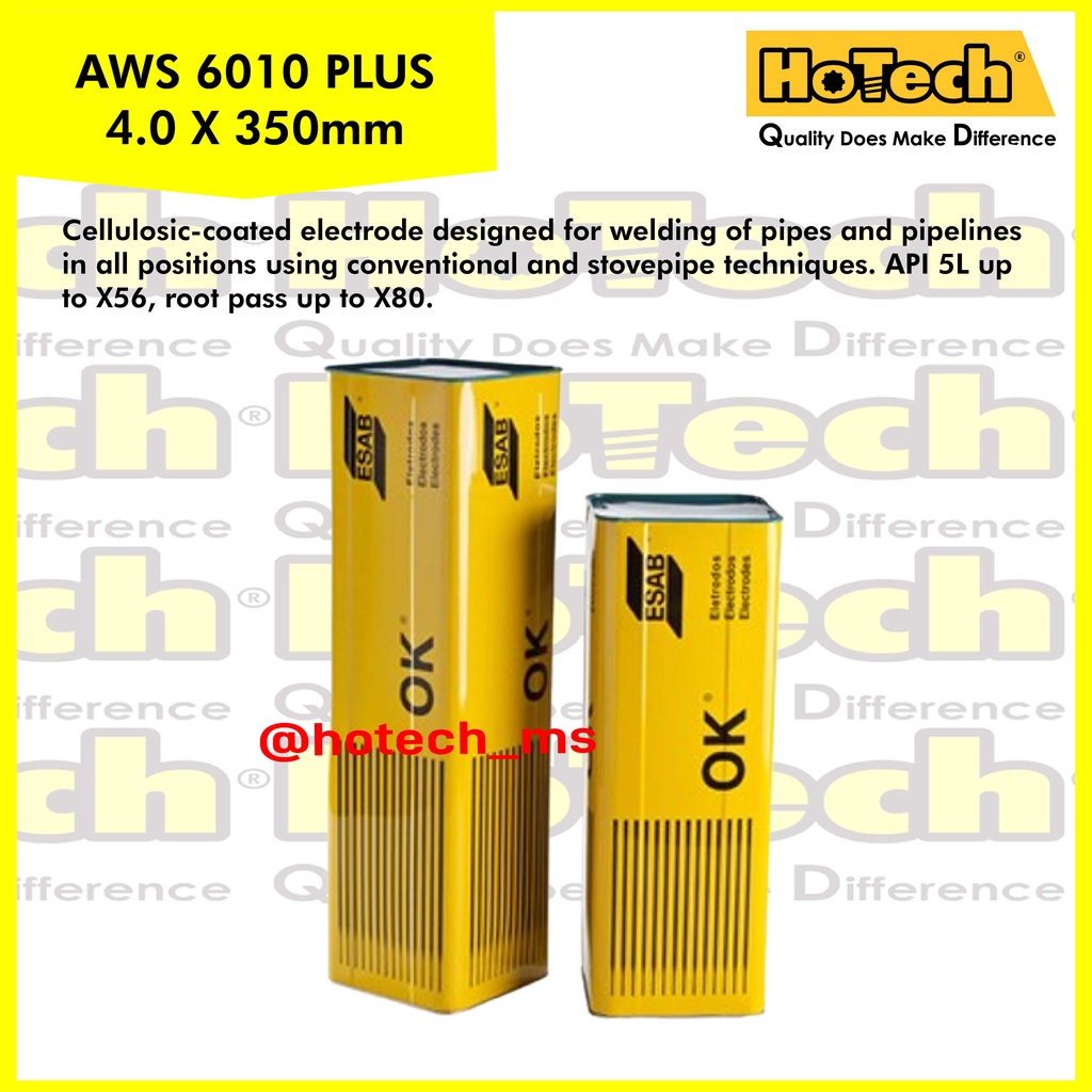 Jual Esab PIPEWELD 6010 PLUS size 4.0 x 350mm Stick SMAW Welding Electrode | Kawat Las | Shopee ...