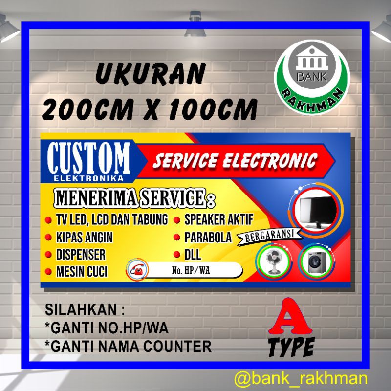 SPANDUK BANNER | SERVICE ELEKTRONIK UKURAN 200cm x 100cm | Shopee Indonesia