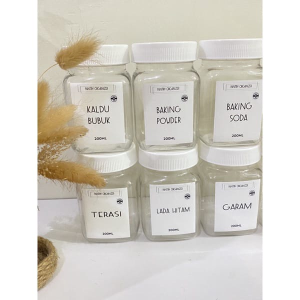 Jual Tempat bumbu 200 ml KECIL esthetic jar minimalist pantry organizer ...