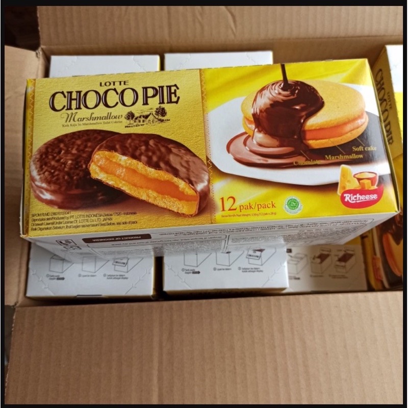 Jual LOTTE CHOCO PIE MARSHMALLOW RICHEESE ISI 12 x 28 GR | Shopee Indonesia
