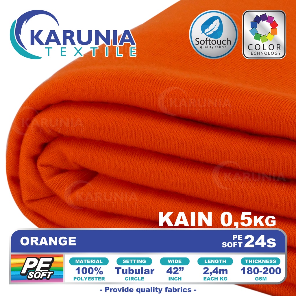 Jual Kain Kaos PE Soft 24s Kiloan | Orange | Karunia Textile | Shopee ...