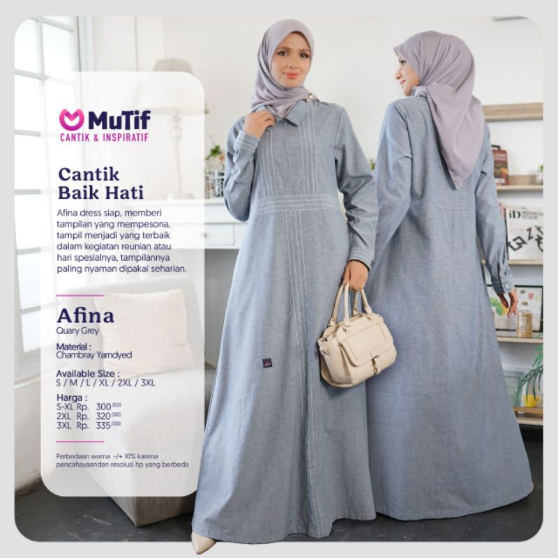 Jual GAMIS TERBARU MUTIF AFINA GREY | Shopee Indonesia