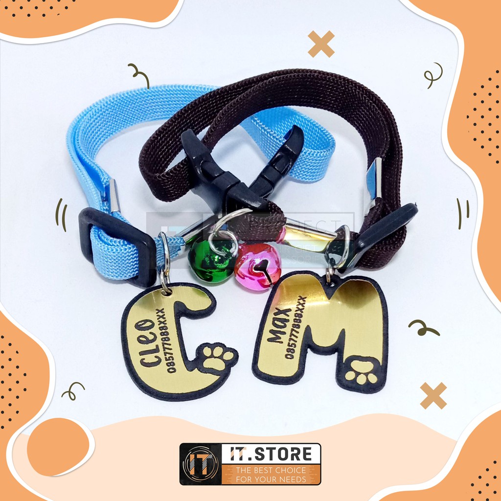 Kalung Name tag kucing anjing kelinci hewan peliharaan Custom MATERIAL ...
